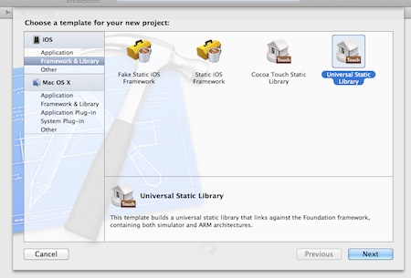 An Xcode 4 template to create universal static libraries